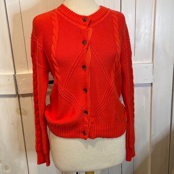 CAbi | Sweaters | Cabi Orange Cableknit Cardigan Sweater | Poshmark